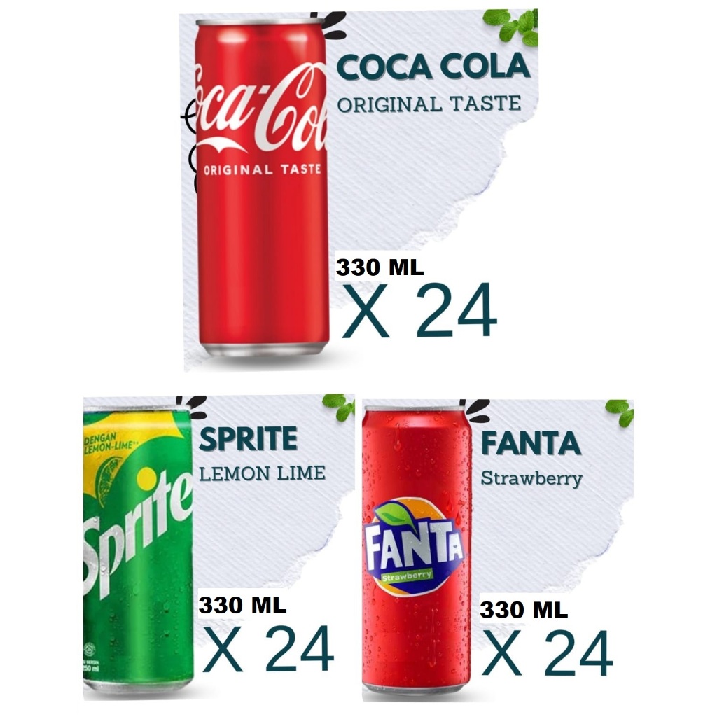 Jual COCA COLA / SPRITE / FANTA KALENG 1 dus isi 24 kaleng - 330ML ...