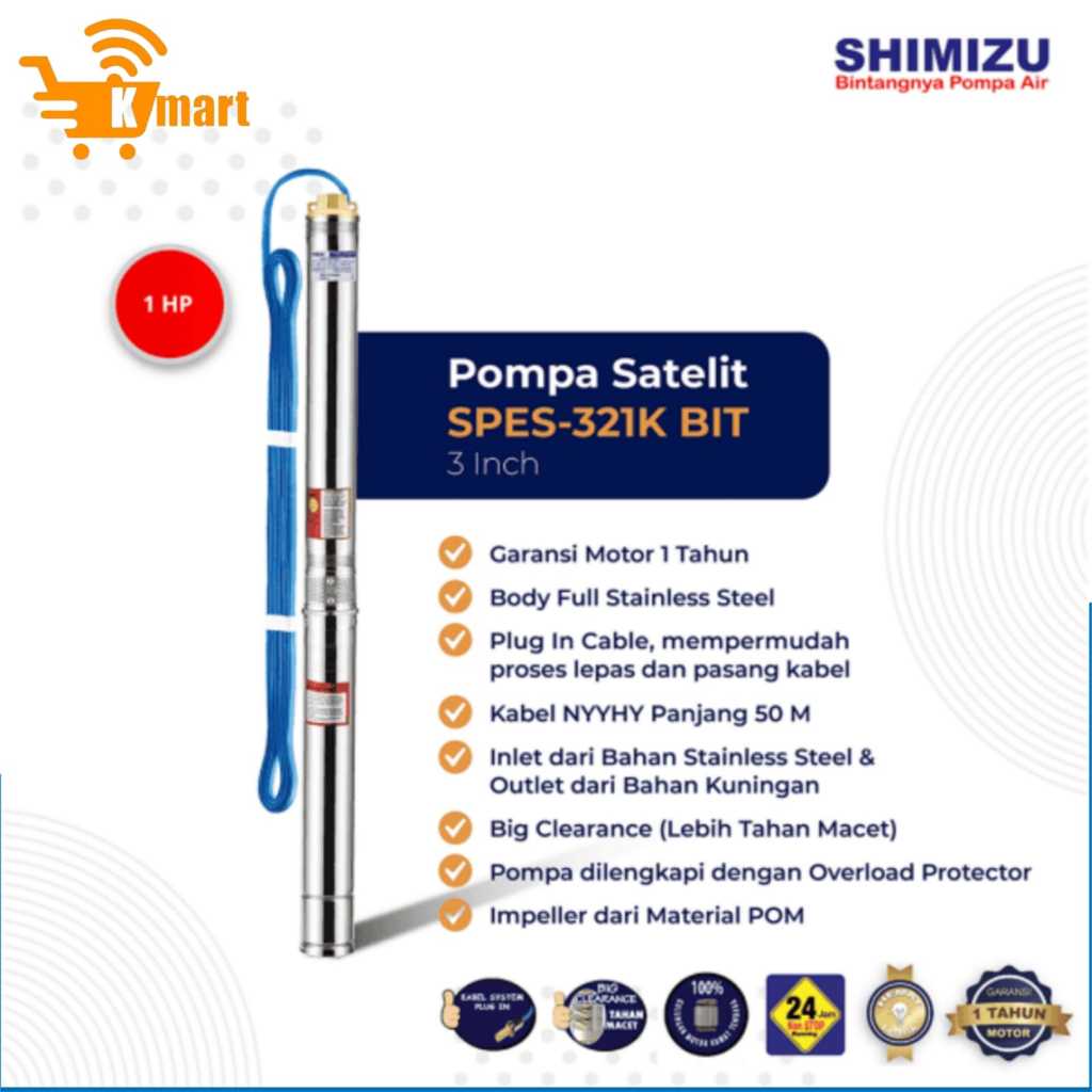 Jual Pompa Submersible Shimizu SPES-321K BIT (1HP) + Kabel 50m | Shopee ...