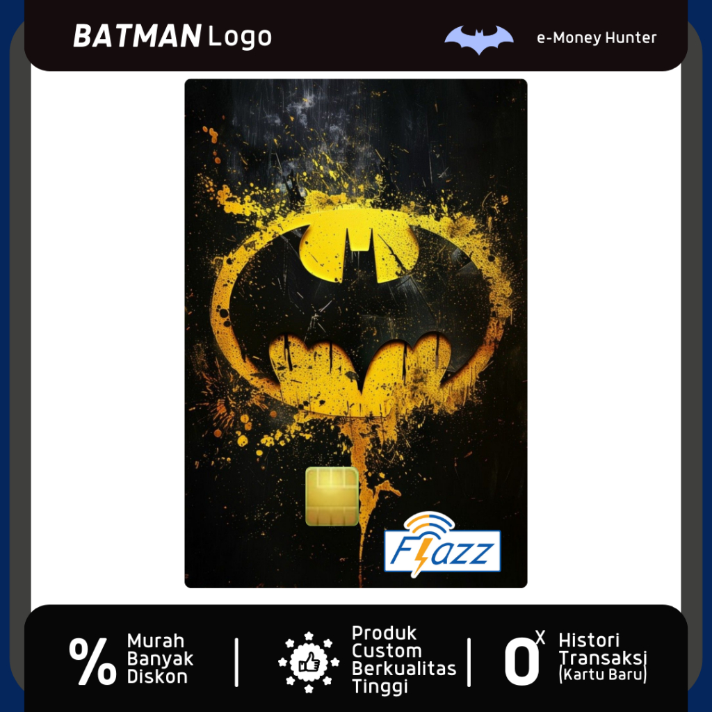 Jual BATMAN LOGO Custom Doff DC e-Money Flazz Gen 2 eMoney eToll NFC ...