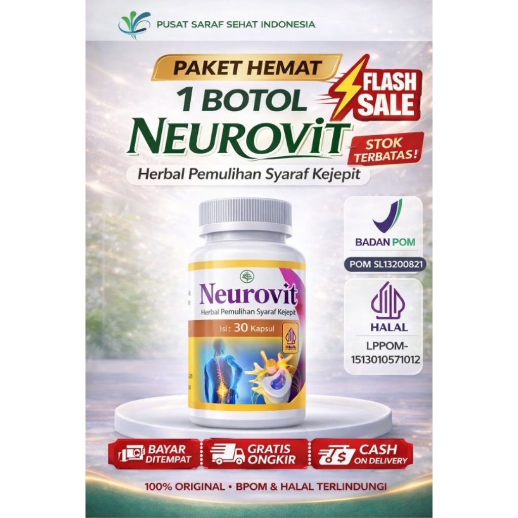 Jual Neurovit Paket Hemat 1 Botol Isi 30 Kapsul – Herbal Saraf Kejepit ...
