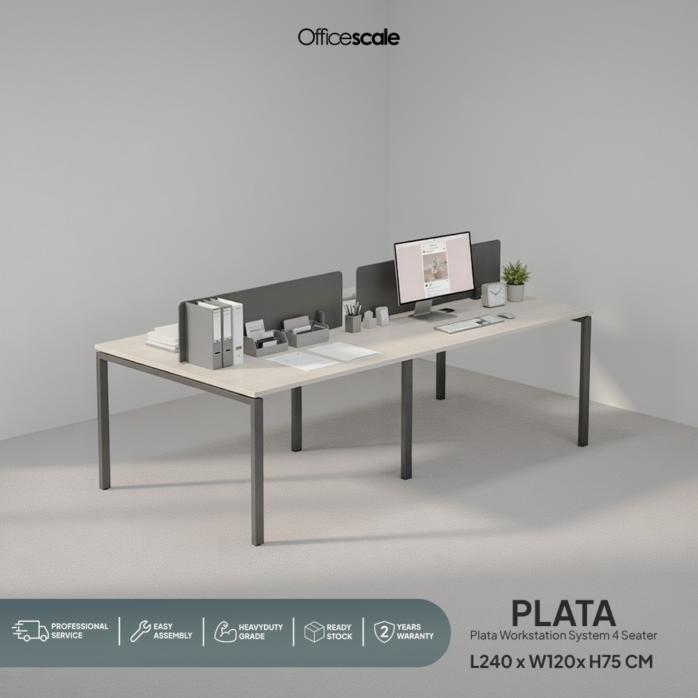 Jual OFFICESCALE Meja Kerja Kantor Peyambung Berhadapan 4 Orang + Panel ...