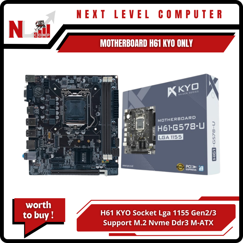 Jual MOTHERBOARD Office/Editing/Gaming H61 KYO KAIZEN SOCKET LGA 1155 ...