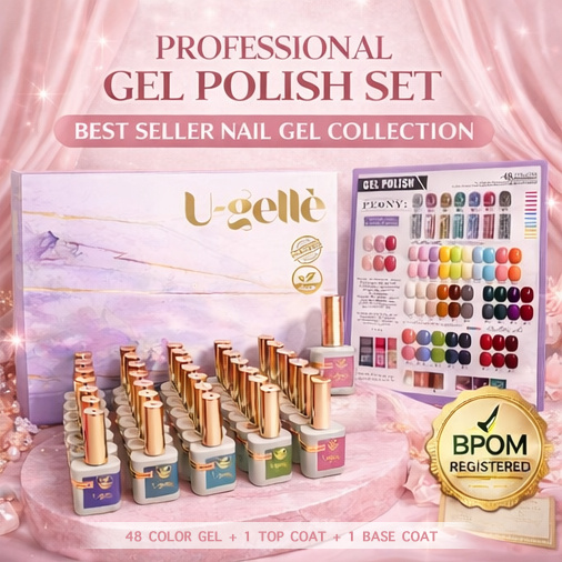 Jual 1 Set PEONY U-Gelle Vegan Kutek Gel HALAL (BPOM) 50 Pcs 15ml Nail ...
