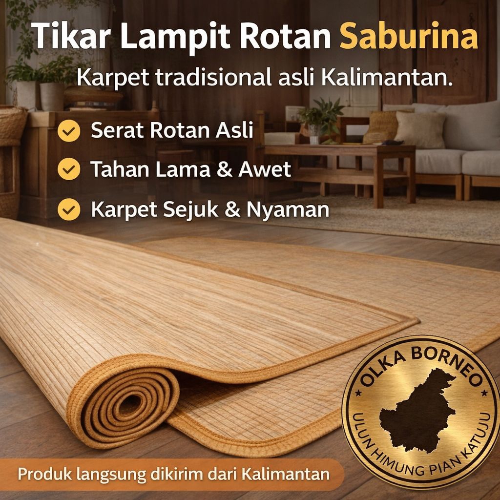 Jual Lampit Rotan 190 x 300 cm Tikar Saburina Karpet Kalimantan Ukuran ...