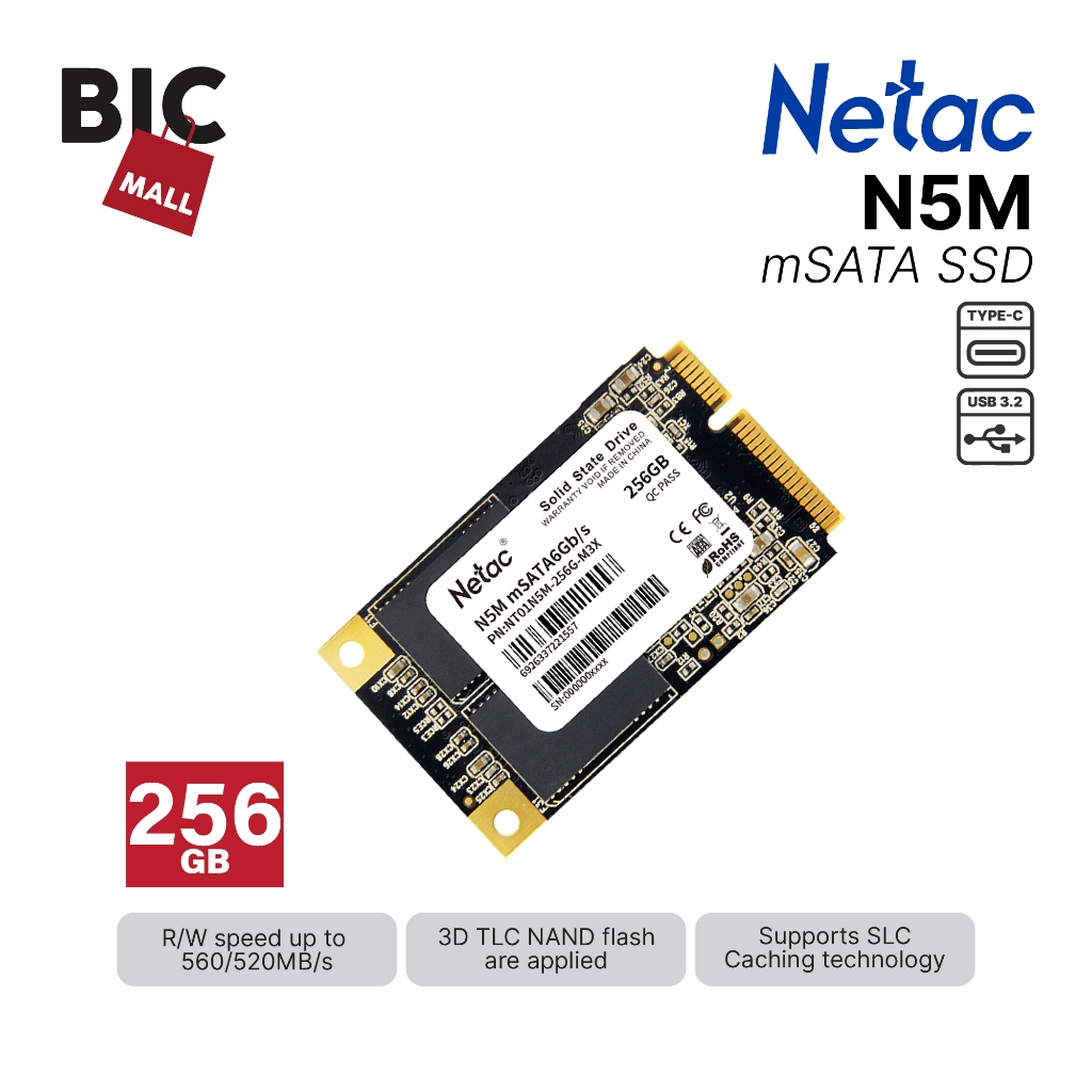 Jual [Authorised Store] Netac N5M mSATA SATAIII 3D NAND SSD 256GB/512GB ...