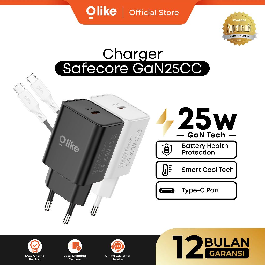 Jual Olike Adapter Kepala Charger GaN SafeCore 25W Super Fast Charging ...