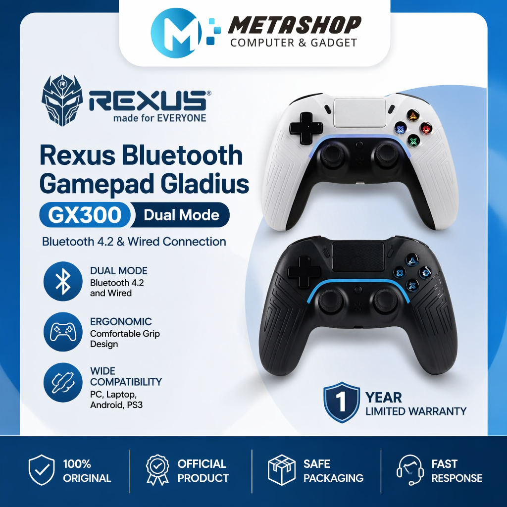 Jual METASHOP REXUS GX300 Bluetooth Gamepad Gladius Wht Hall Effect ...
