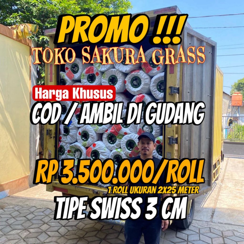 Jual PUSAT RUMPUT SINTETIS 1 ROLL UKURAN 2x25 METER TIPE SWISS TEBAL 3 ...