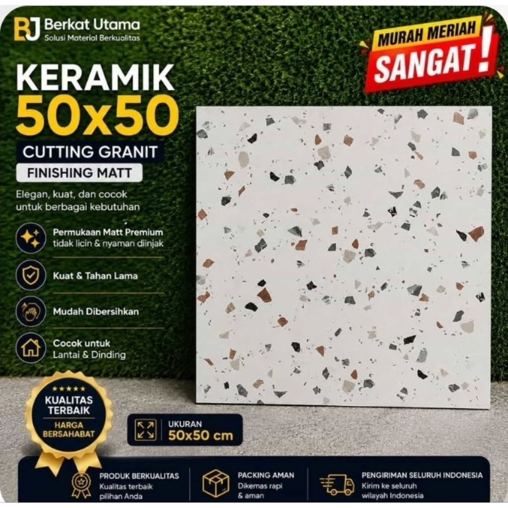 Jual Keramik lantai dinding 50X50 matt cutting granit motif terazo ...