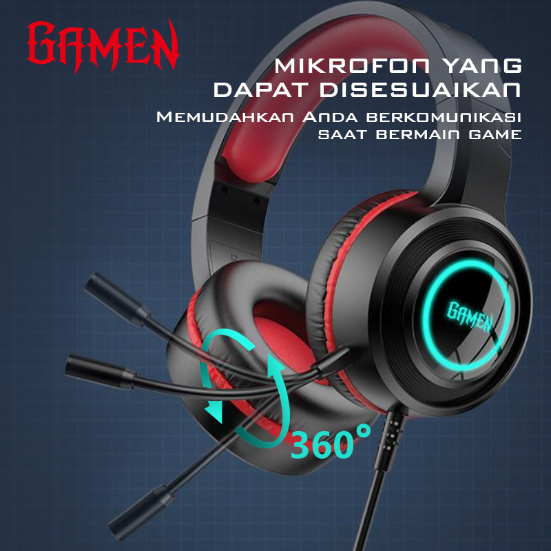 Jual GAMEN Headset Gaming GH100 40mm Driver 3D Surround Sound USB/AUX 3 ...