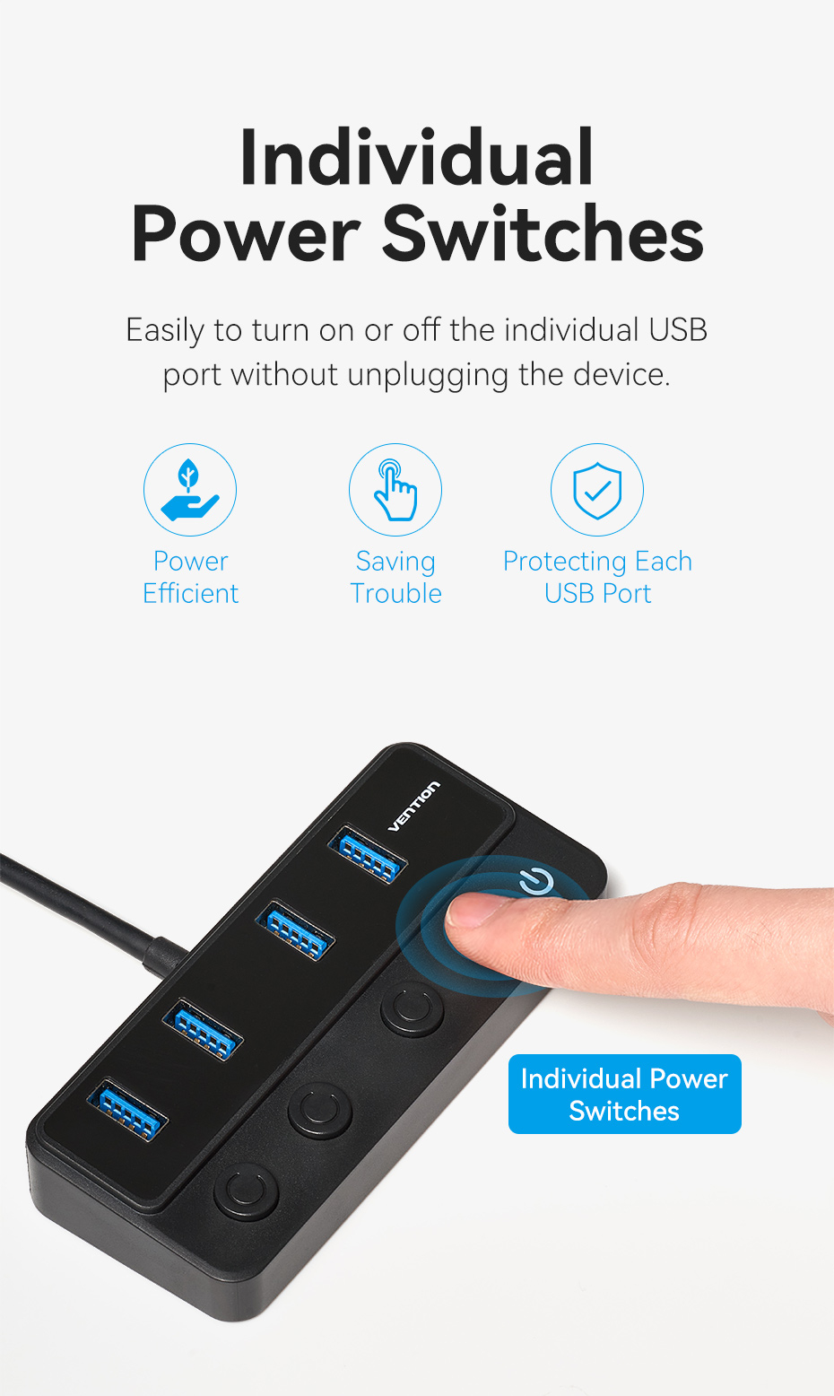 Jual Vention USB Hub 2.0 3.0 With Power Switch Led And Usb C Power ...
