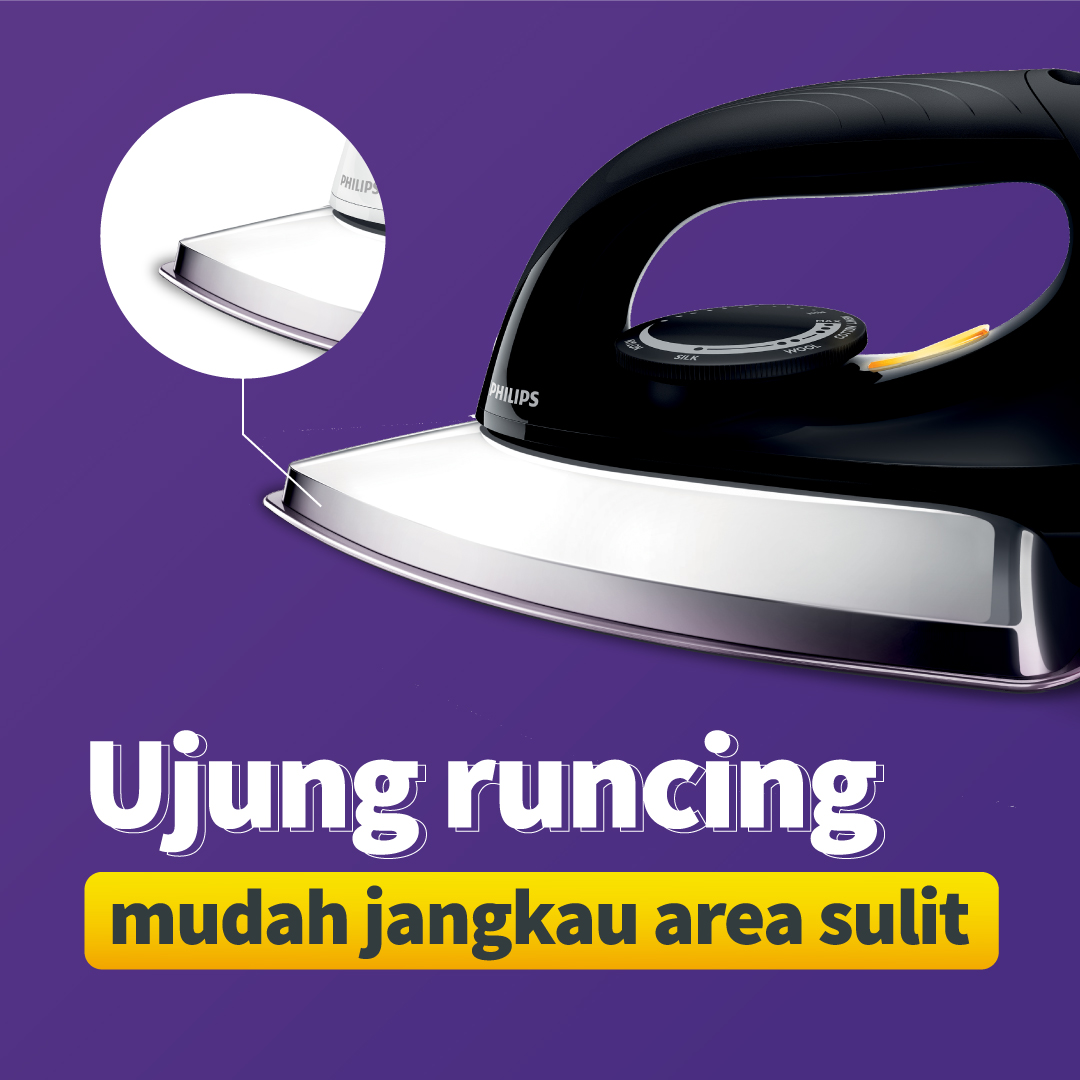 Jual Philips Setrika kering HD1173/80 Hitam, Ceramic 4 Lapis, Anti ...