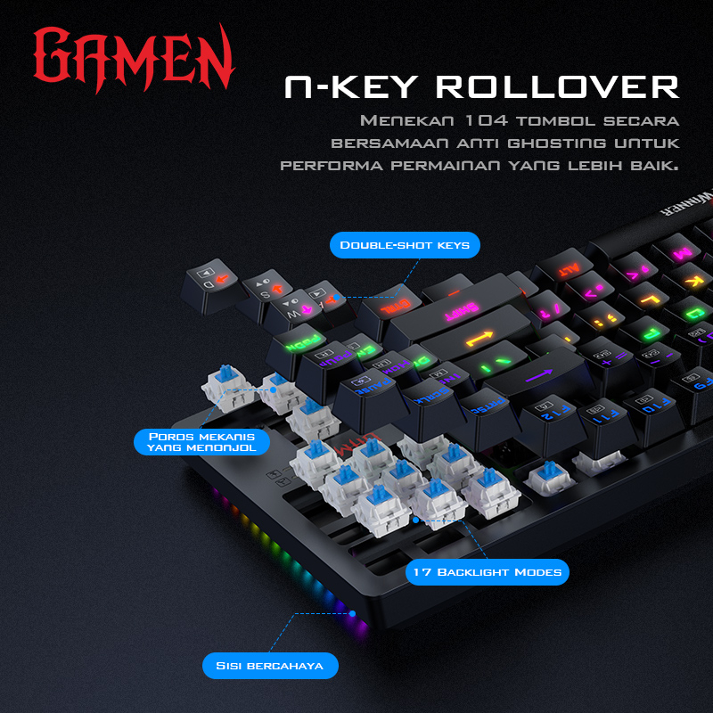 Jual GAMEN Keyboard Mouse Gaming Combo Station II 3600 DPI 7 Mode RGB ...