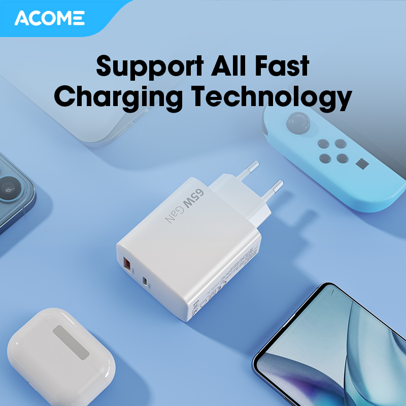 Jual ACOME Bundling Hemat Charger GaN 65W Dual Port Fast Charging ...