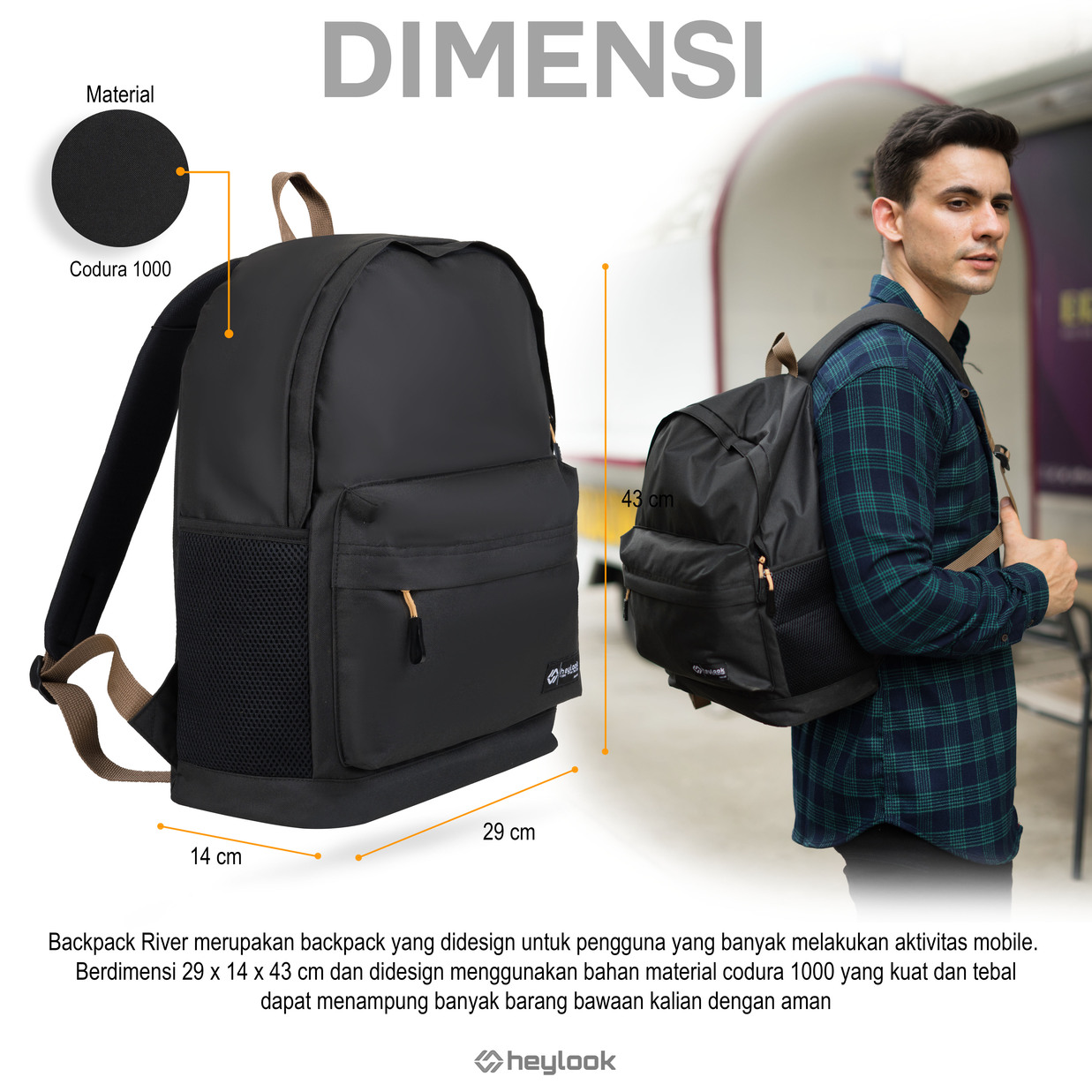 Jual HEYLOOK Official - Backpack RIVER Tas Ransel Laptop Pria Tas ...