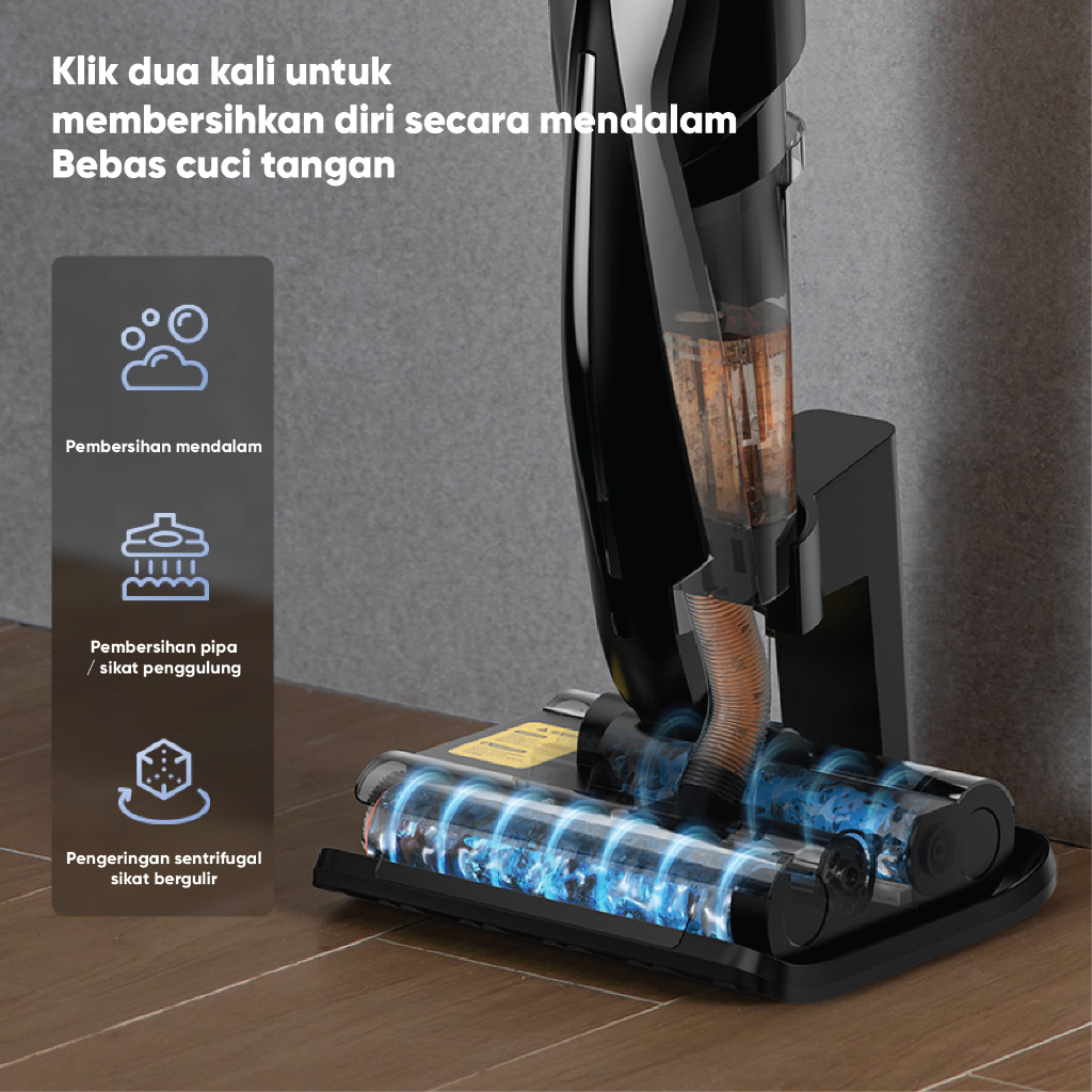 Jual Deerma VX96 15Kpa Cordless Wet Dry Vacuum Cleaner Double Roller ...
