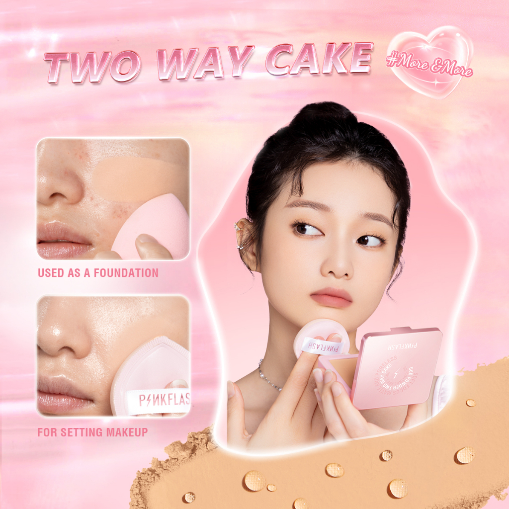 Jual PINKFLASH Mattifying Flawless Two Way Cake Powder Pressed Powder ...