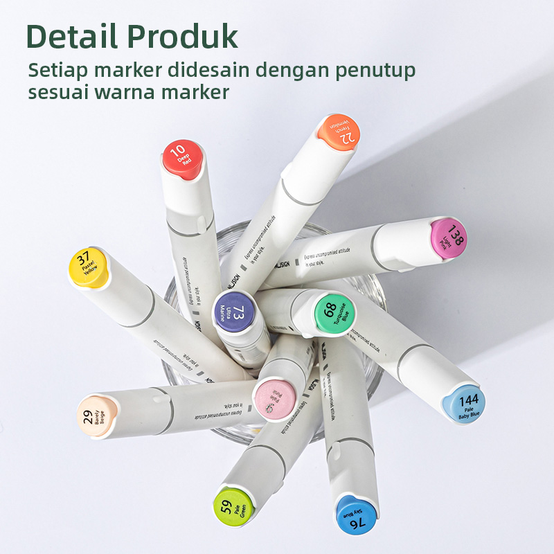 Jual Nusign Sketch Marker / Spidol Sketsa Dual Tip 40 60 80 Warna Non ...