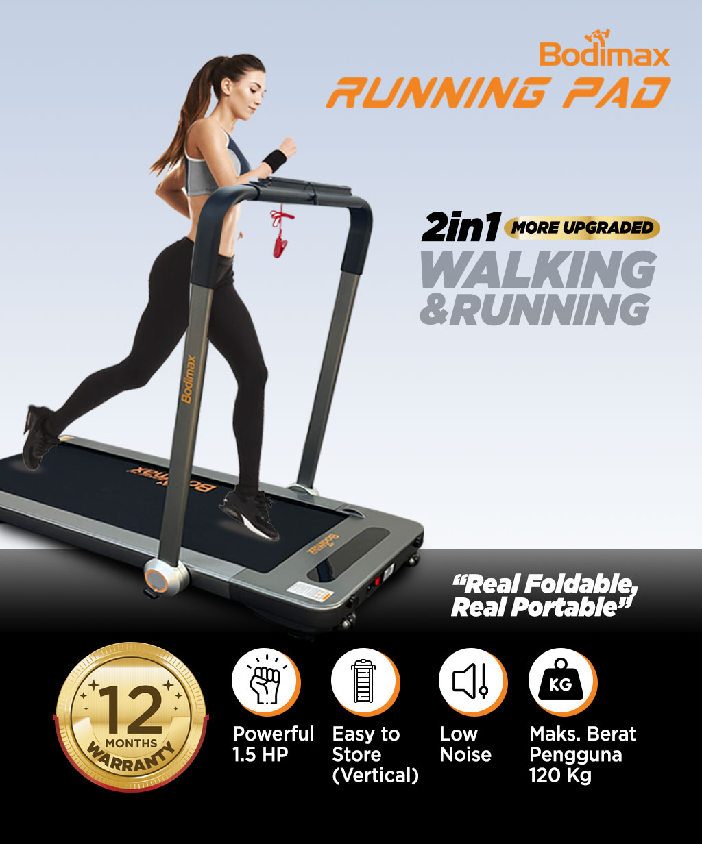 Jual BODIMAX RUNNING PAD 2in1 - Treadmill Elektrik | Shopee Indonesia