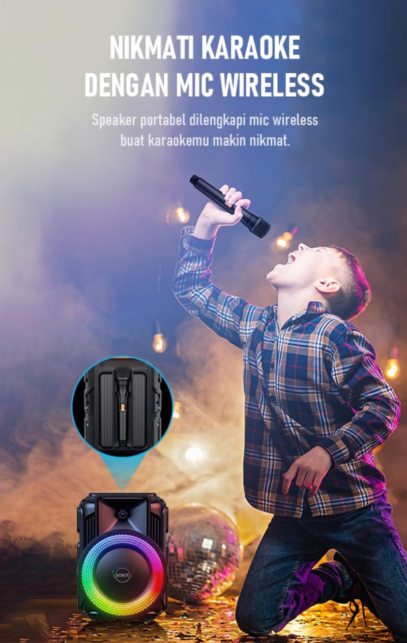 Jual ROBOT Speaker Bluetooth Karaoke Super Bass RGB 20W Bluetooth 5.0 Audio Mic Wireless ...