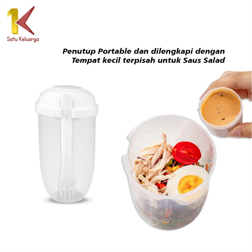 Jual Satu Keluarga Botol Salad 1000ML dengan Sendok Garpu + Botol Saus ...