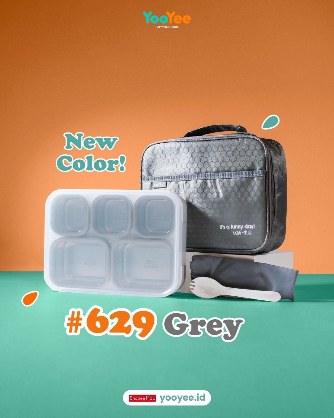 Jual Yooyee 629 Kotak Makan Box Makanan Stainless 5 Sekat Set dengan ...