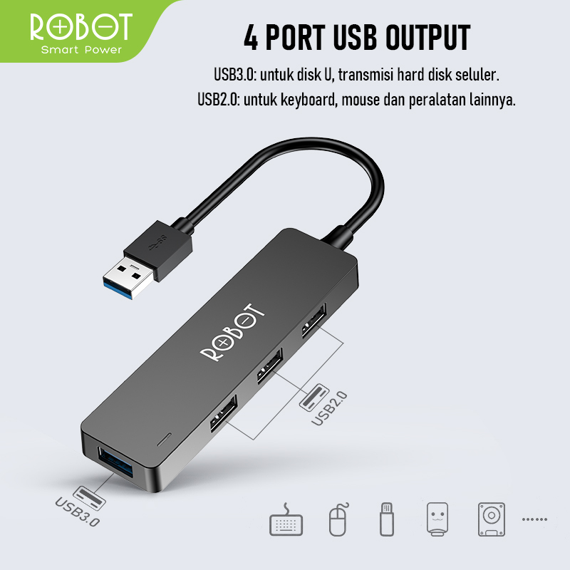 Jual ROBOT USB Hub Fast Transfer H160 4 Ports USB 2.0 / USB 3.0 High ...