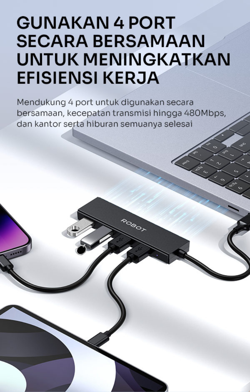 Jual ROBOT USB HUB Transmisi 480Mbps H130-80 4 Ports Portable Multi ...