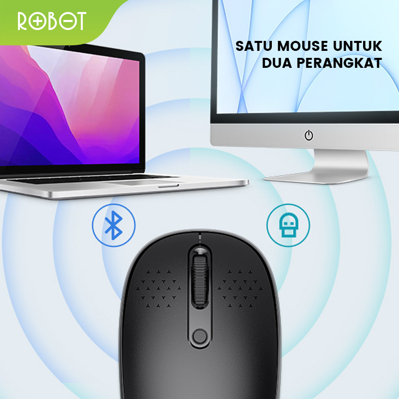 Jual ROBOT Mouse Wireless Tanpa Kabel Mode Bluetooth Silent Click USB 2 ...
