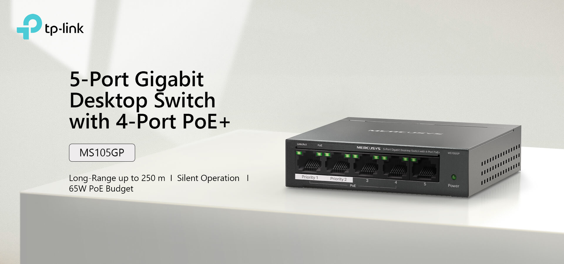 Jual TP-Link | Mercusys MS105GP | 5 Port Gigabit Switch | 4 PoE+ Ports ...