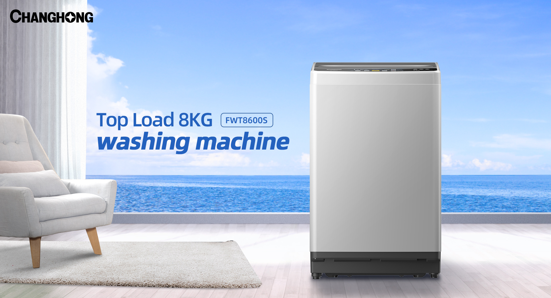 Jual Changhong Mesin Cuci 1 Tabung Top Loading 8Kg Washing Machine - FWT8600S Powerful Stain ...