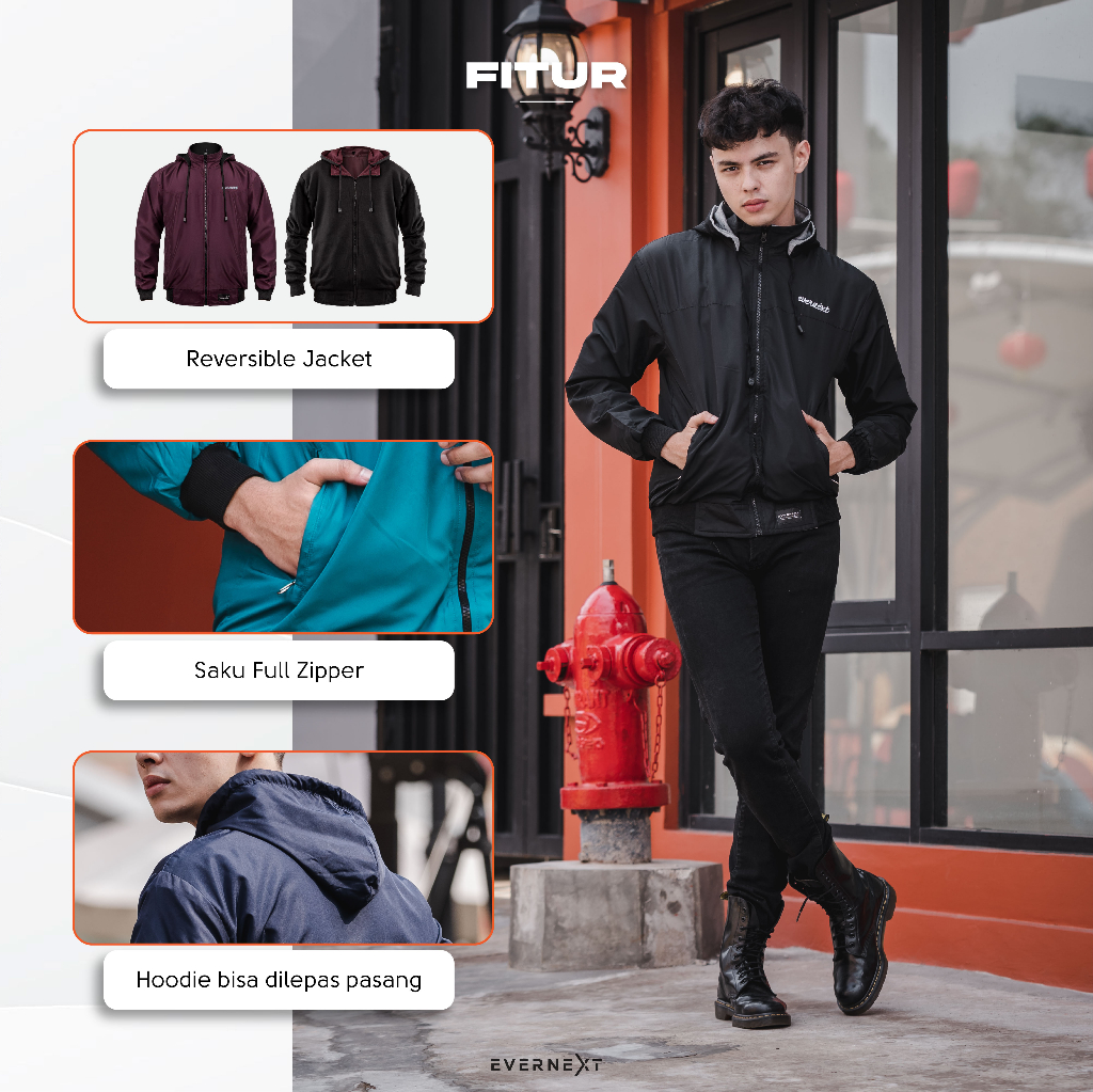 Jual Evernext - Jaket Pria Bolak Balik 2IN1 Jaket Outdoor Cowok Jaket ...