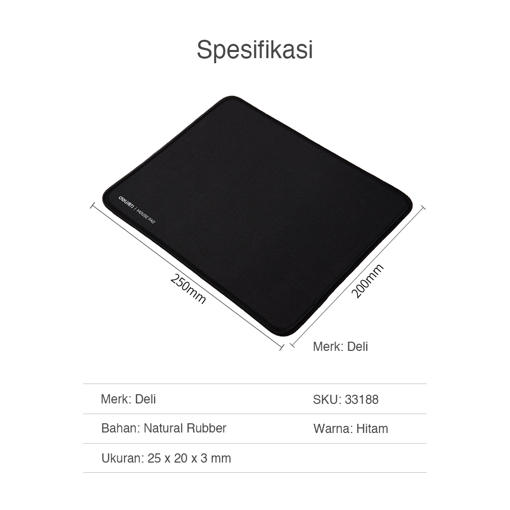Jual Deli Mouse Pad Mousepad Komputer 250*200*3mm Polos dan Bergambar ...