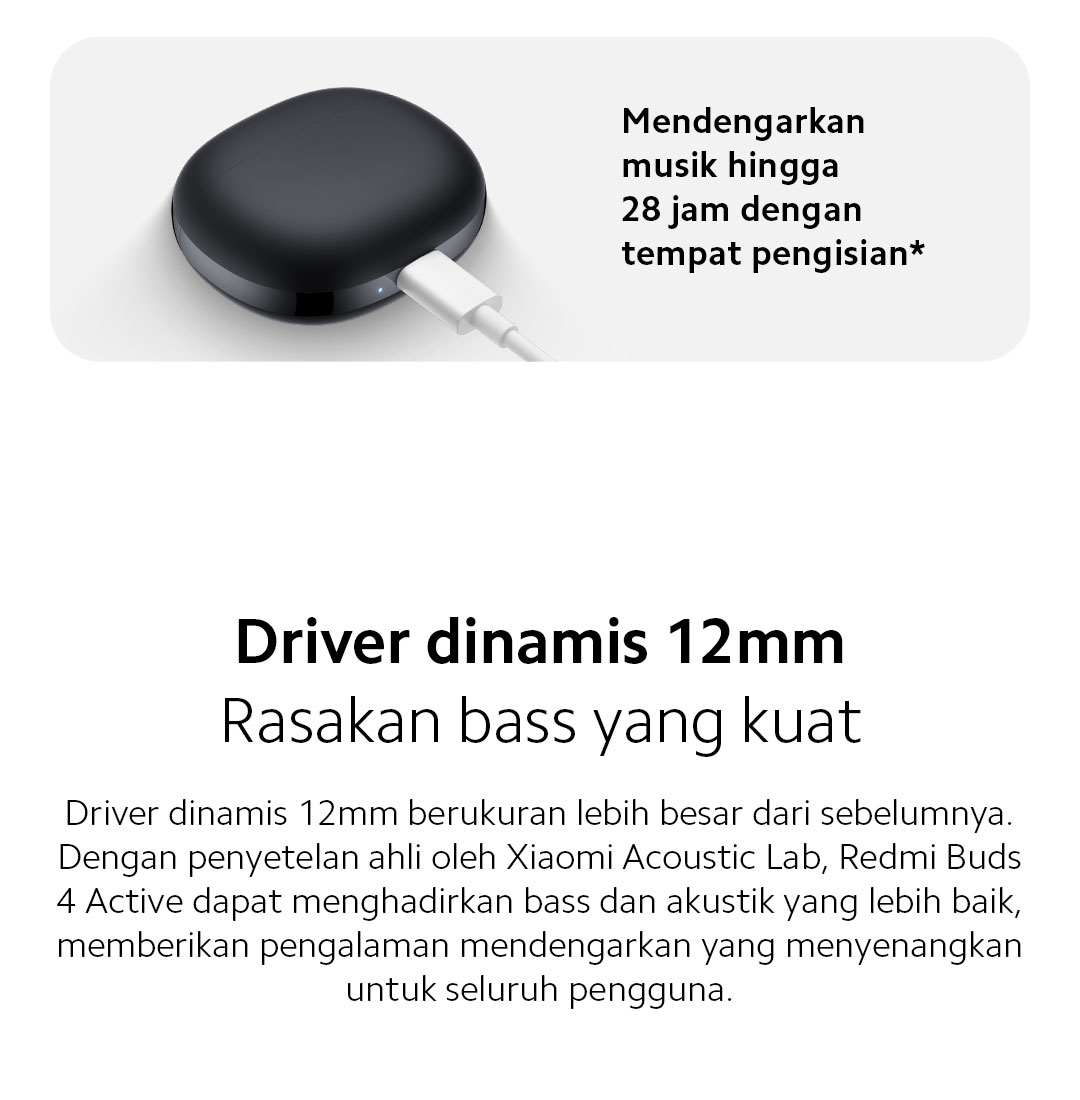 Jual Xiaomi Redmi Buds 4 Active | Bluetooth® 5.3 | IPX4 | Baterai Hingga 28 Jam | Koneksi Mudah ...