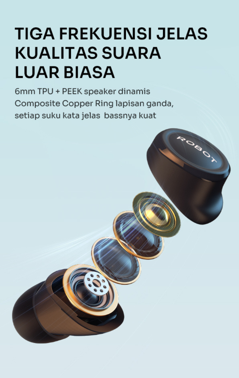 Jual ROBOT TWS True Wireless Bluetooth Earphone Airbuds T80 Water Resistant IPX 4 BT 5.3 ...