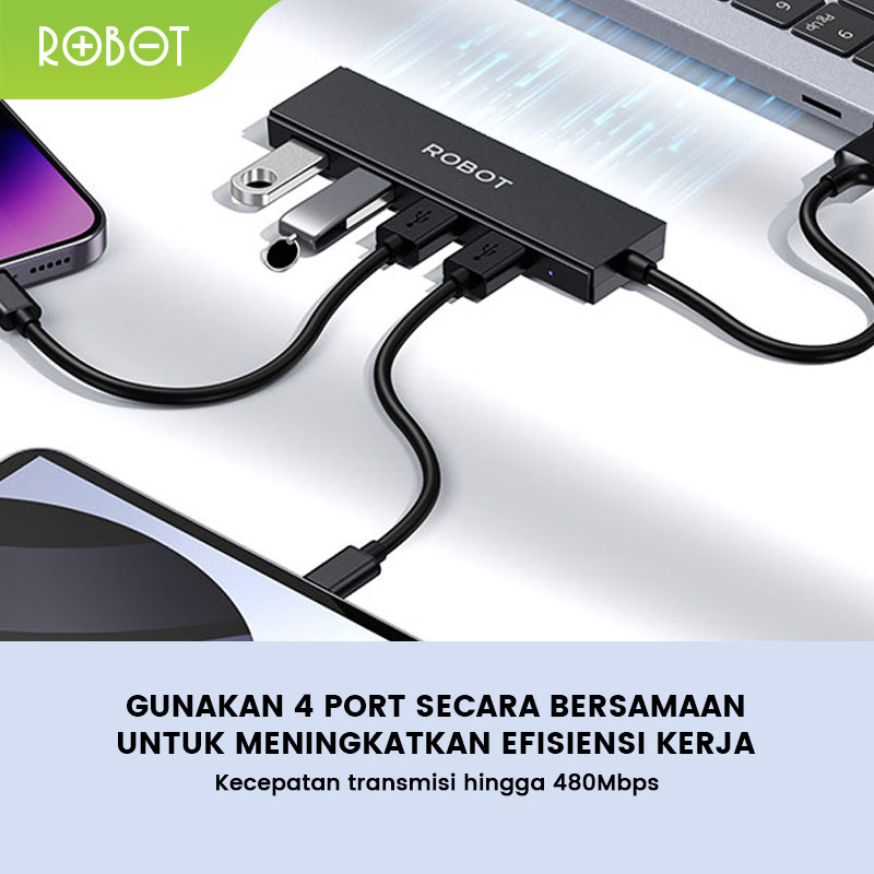 Jual ROBOT H130 4 Ports USB HUB 25cm Portable Multi Function Garansi 1 Tahun | Shopee Indonesia