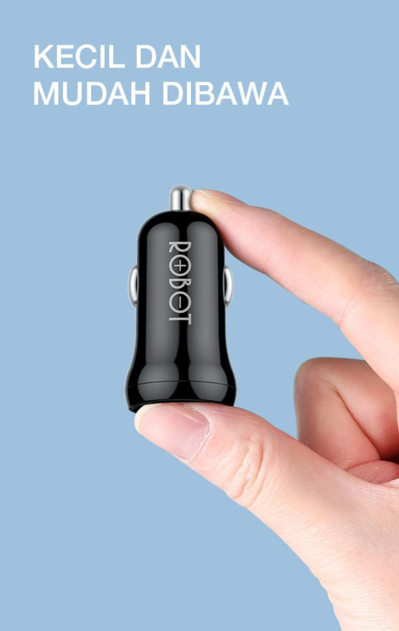 Jual ROBOT Car Charger 2Port Adapter Charger Mobil Free Kabel Micro USB Colokan HP Charger Mobil ...