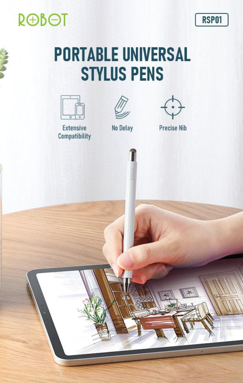 Jual ROBOT Stylus Pen RSP01 Universal 2 in 1 Capacitive No Delay for ...
