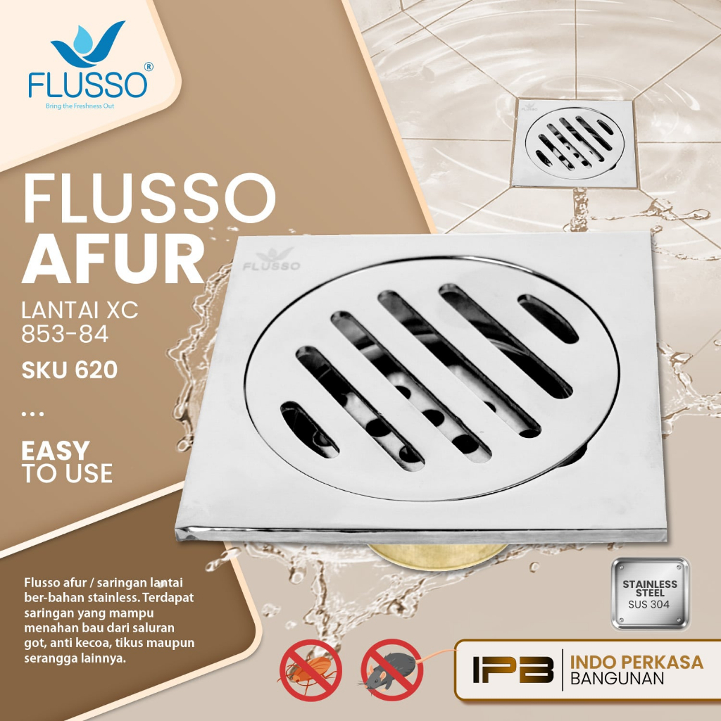 Jual FLUSSO Afur Floor Drain Stainless Afur Lantai Saringan Got ...