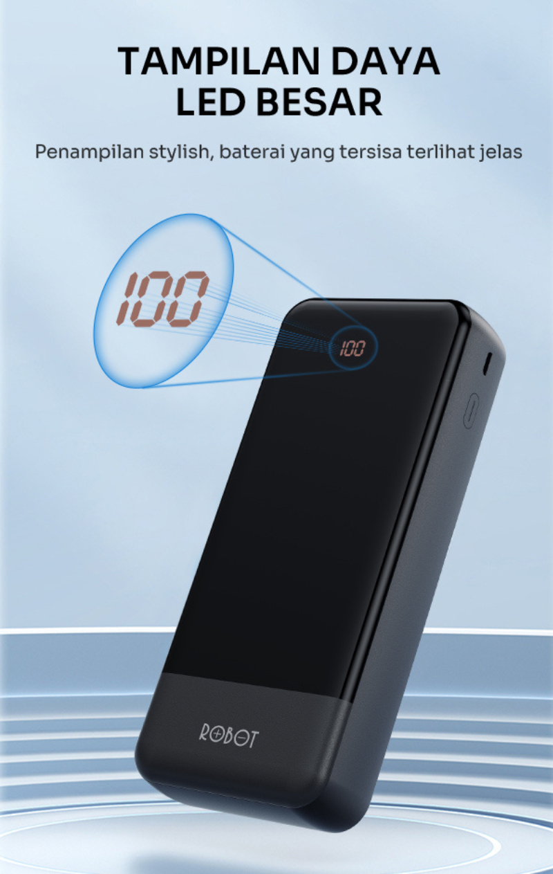Jual Powerbank ROBOT 20000mAH RP-201L 2.1A Dengan 3 Kabel Type C Lightning Micro - Garansi 1 ...