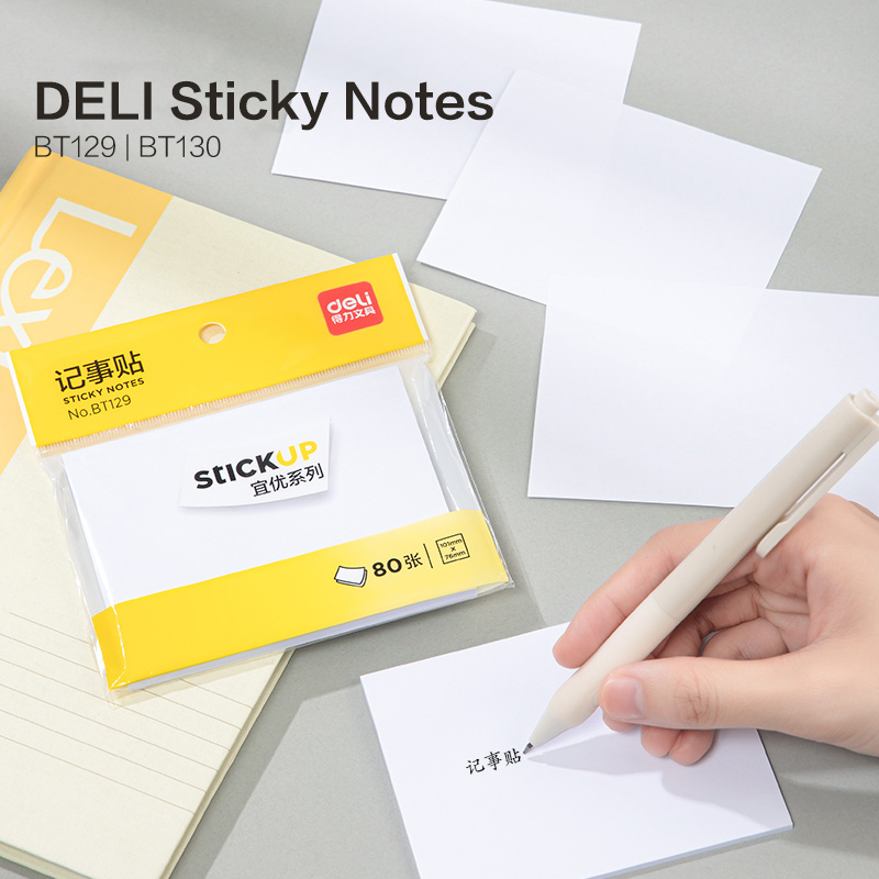 Jual Deli Memo Tempel / Sticky Notes 80 Lembar Warna Putih BT1XX ...