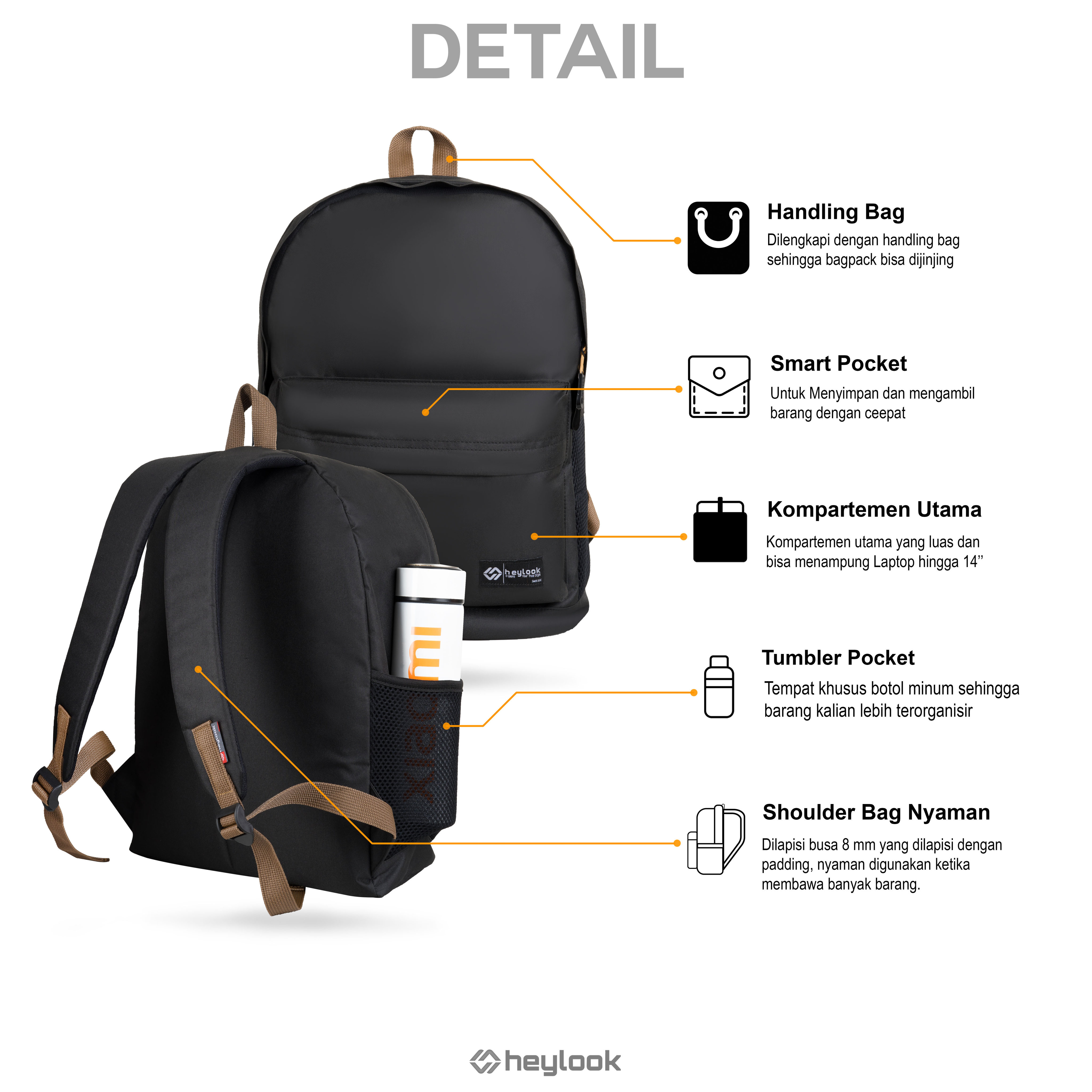 Jual HEYLOOK Official - Backpack RIVER Tas Ransel Laptop Pria Tas ...