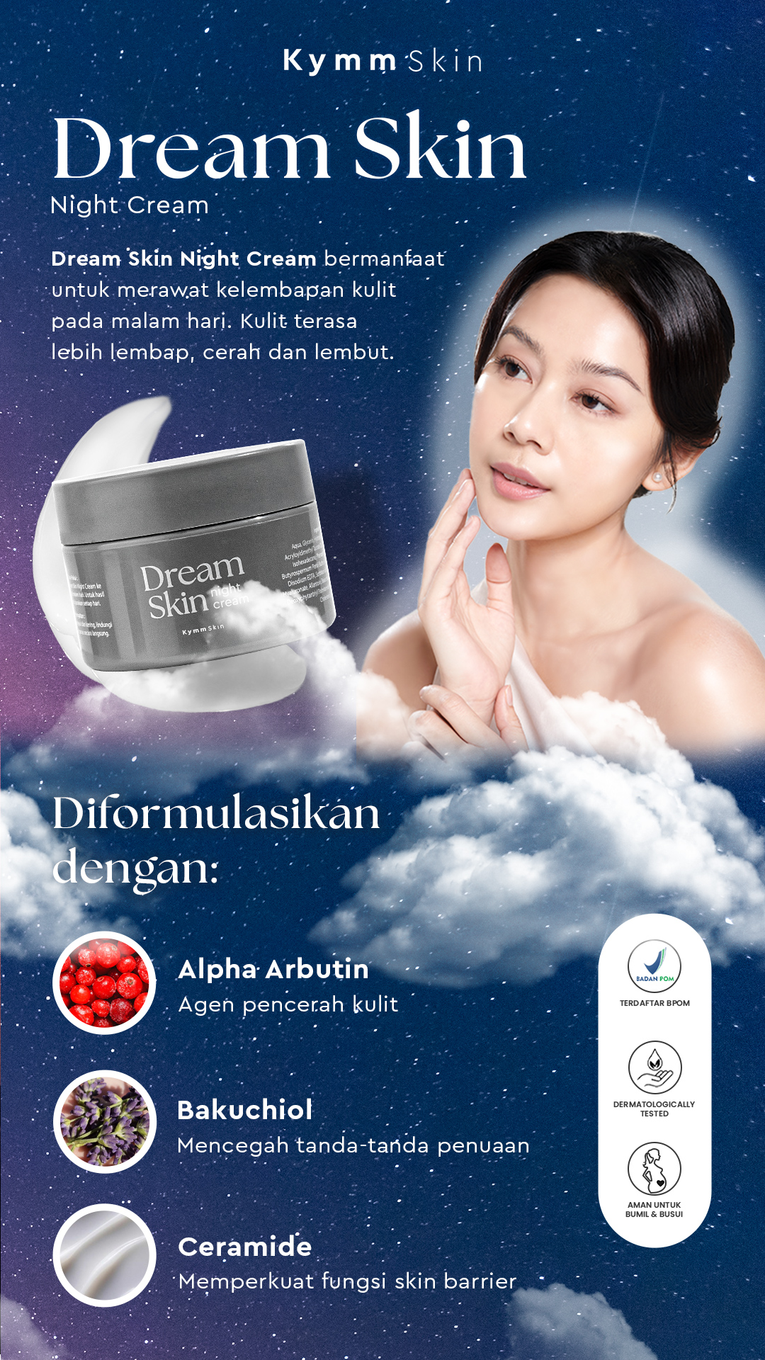 Jual KYMM SKIN Dream Skin Night Cream Brightening and Glowing 30GR ...