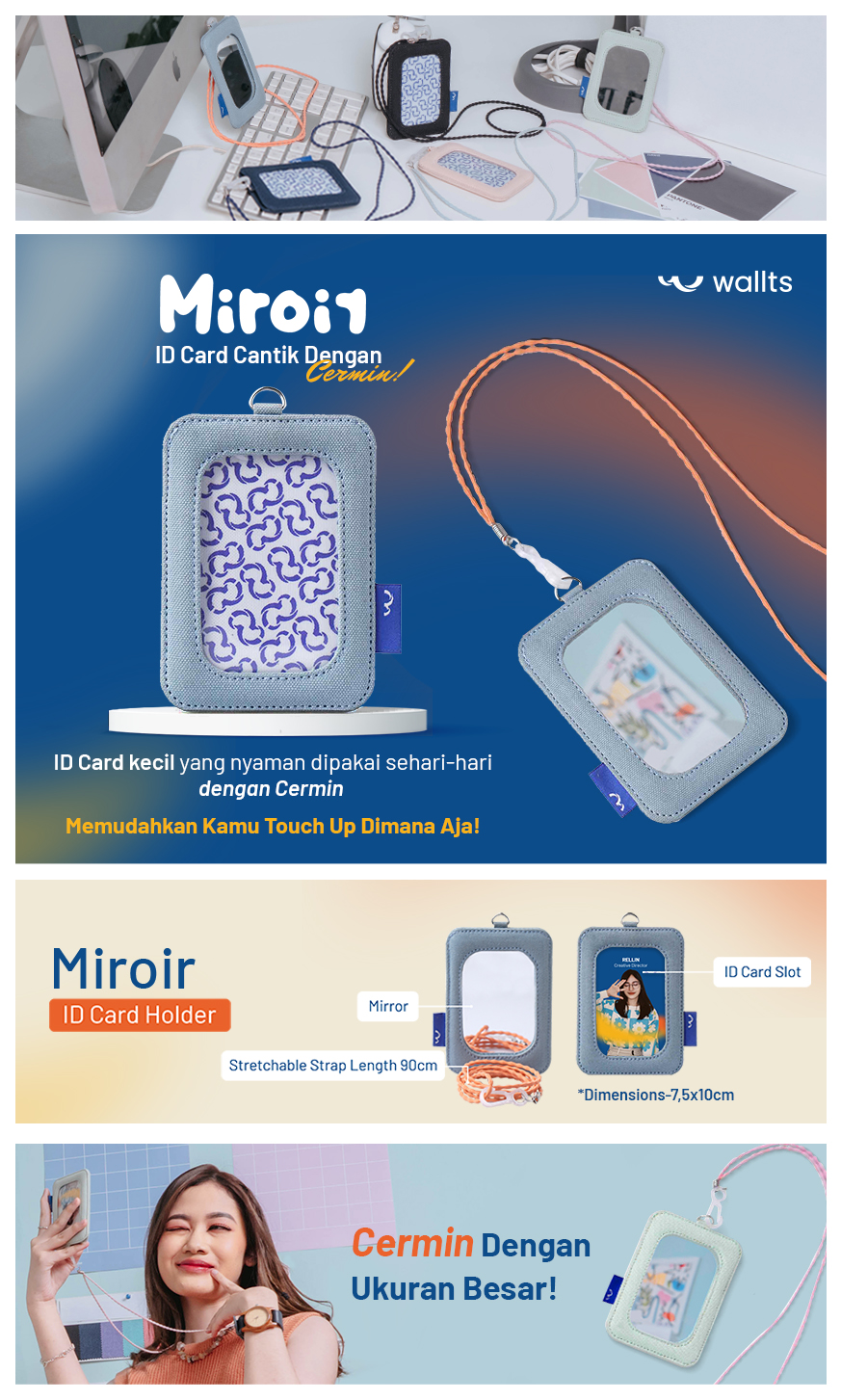 Jual Wallts Miroir Black - ID Card Lanyard Gantungan Name Tag Kaca ...