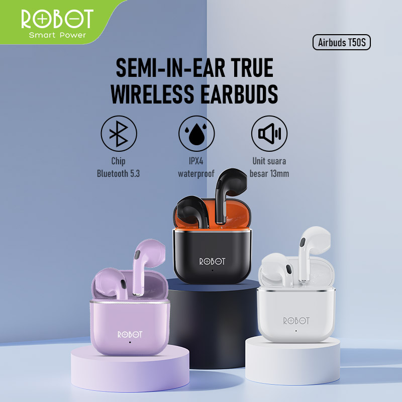 Jual Robot TWS Wireless Earphone Airbuds T50S Original BT 6.0 True ...