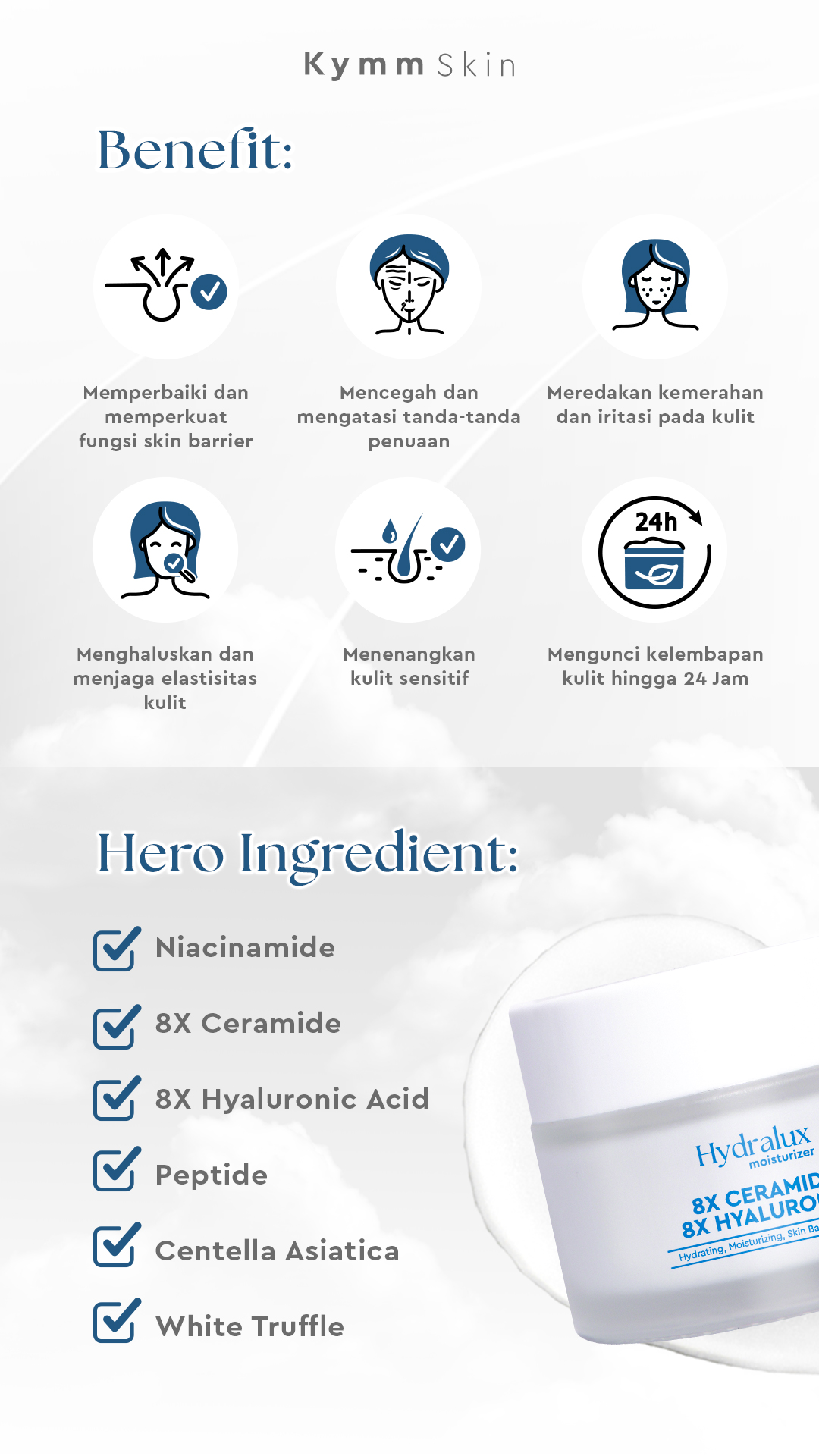 Jual KYMM SKIN Hydralux Moisturizer 8X Ceramide 8X Hyaluronic 30GR ...