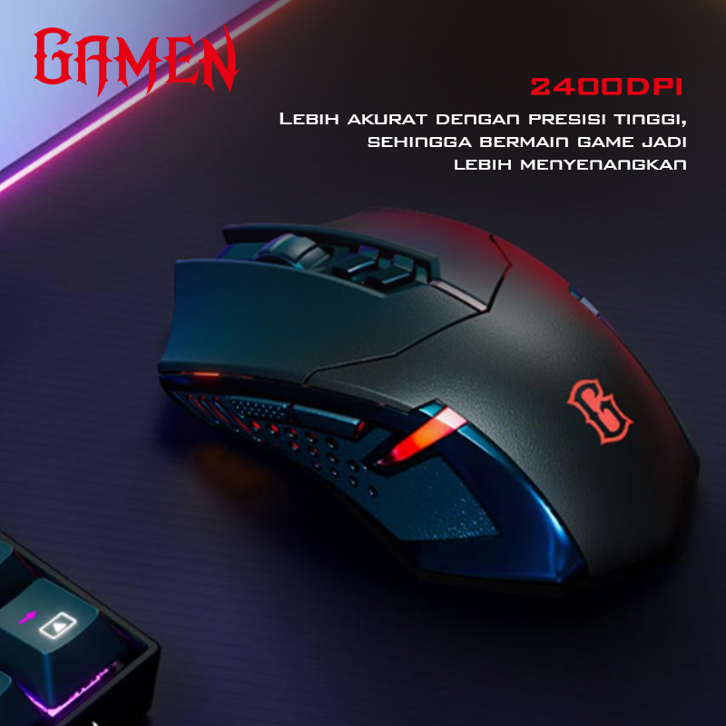 Jual GAMEN Mouse Gaming Wireless 2.4GHz Ergonomic Design GM300W Black ...