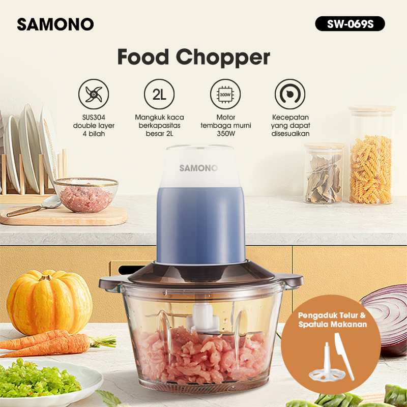 Jual SAMONO Chopper Makanan 350 watt 4 Pisau Mangkok Kaca Penggiling ...