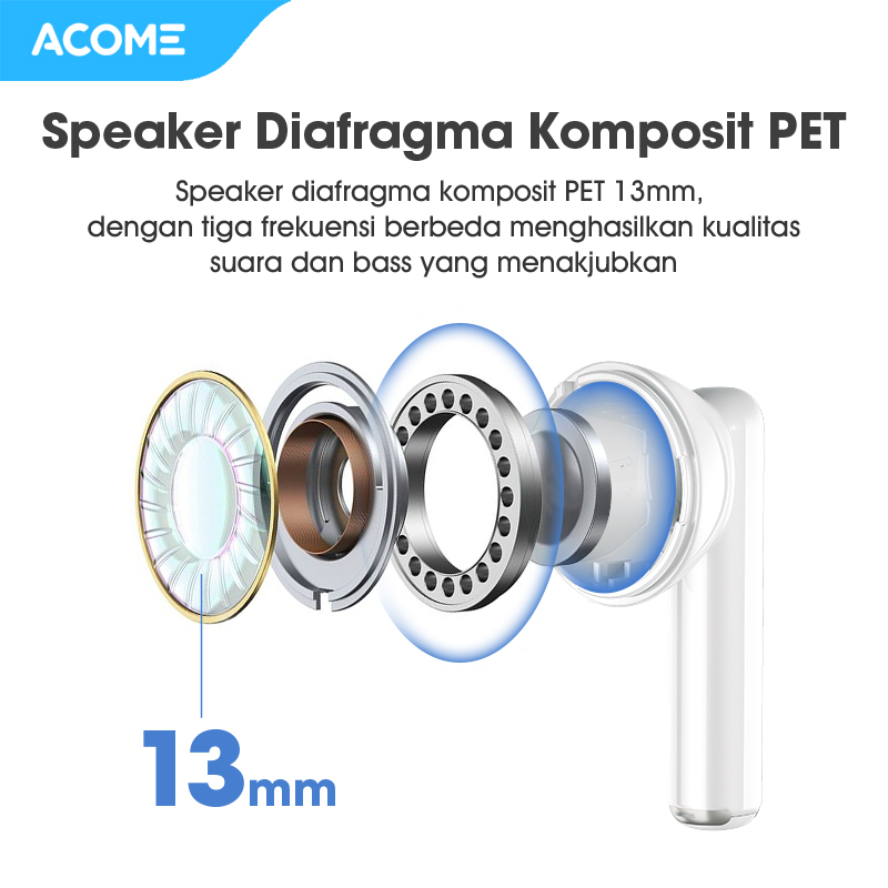 Jual ACOME INPODS AT01 HEADSET EARPHONE TWS BLEUTOOTH 5.3 IPX4 ...