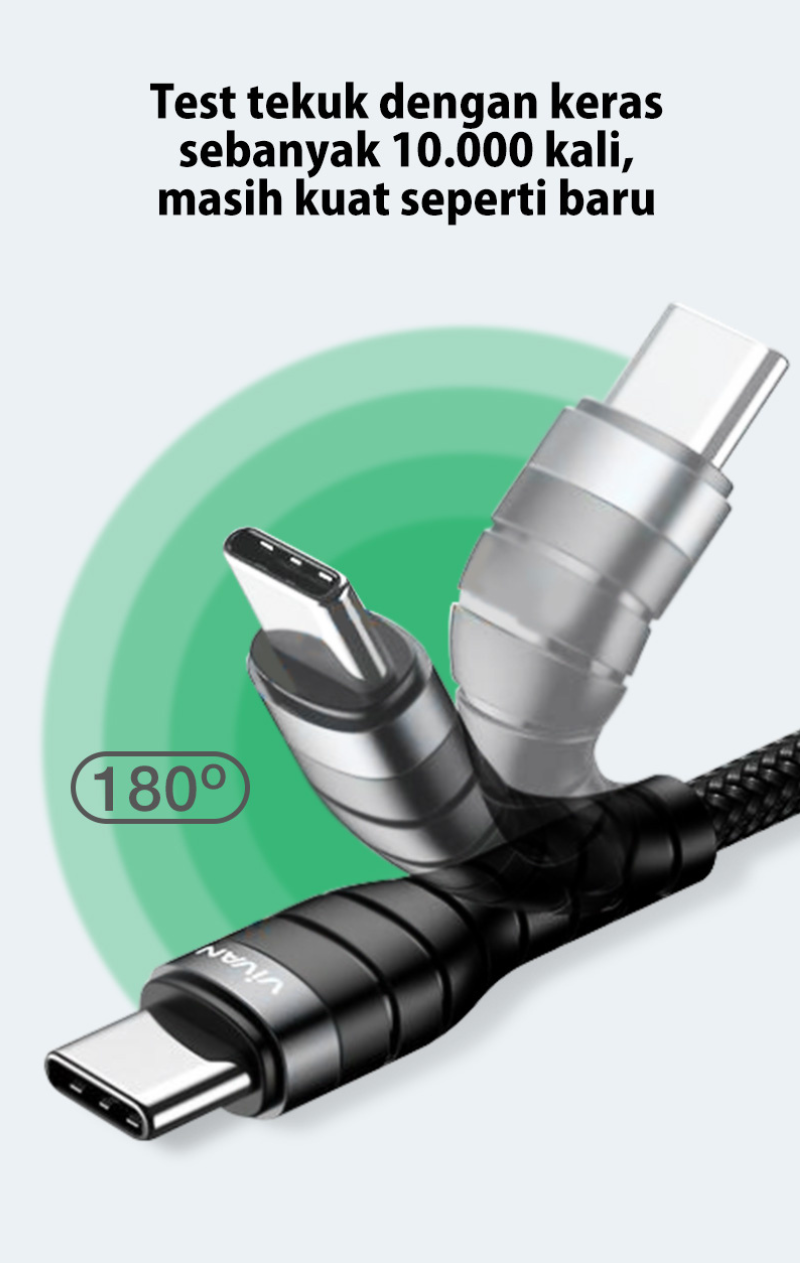 Jual Kabel Type C to Type C Original VIVAN Fast Charging KPD100S Power ...